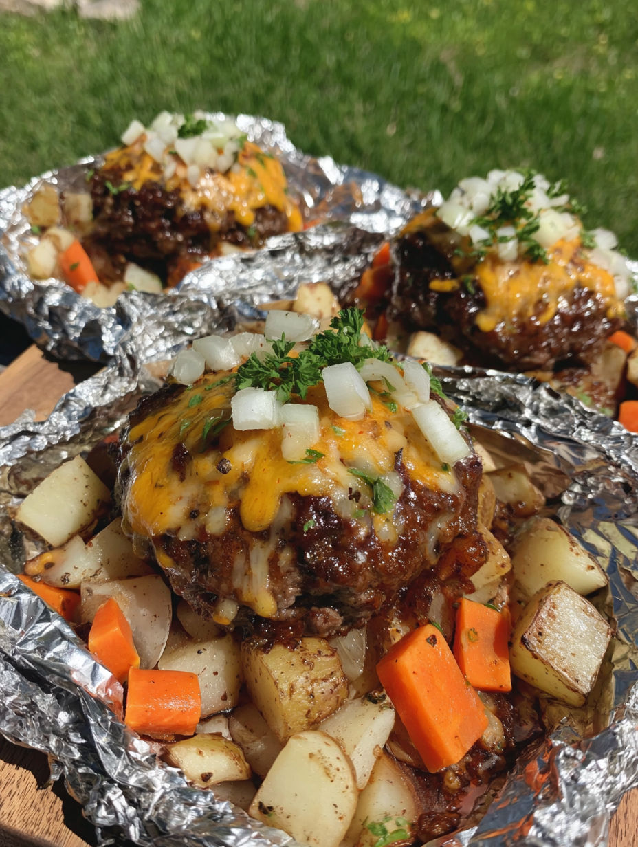 Easy Cheeseburger Foil Packets with Vegetables - bakeitgood.com